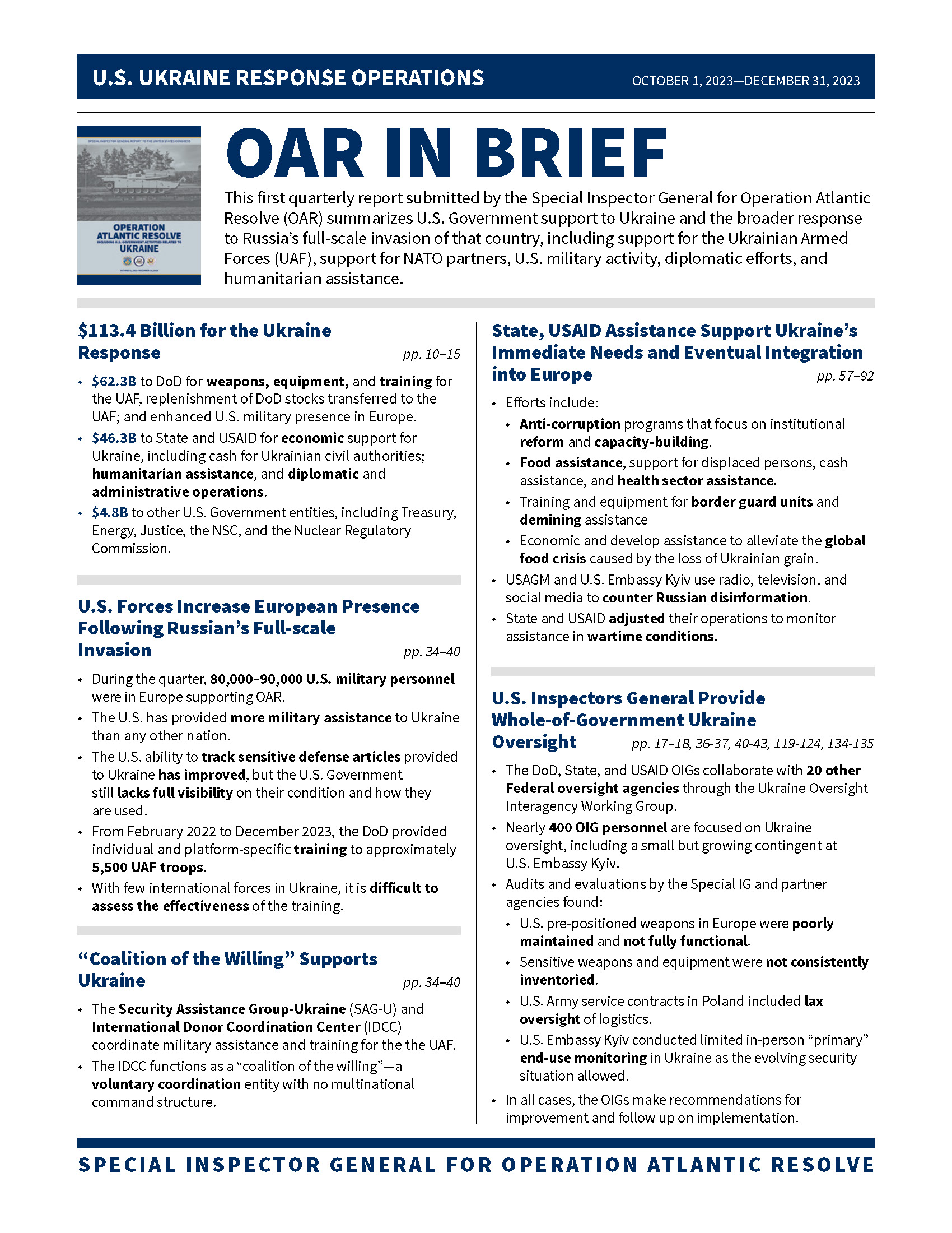 OAR Reports to Congress